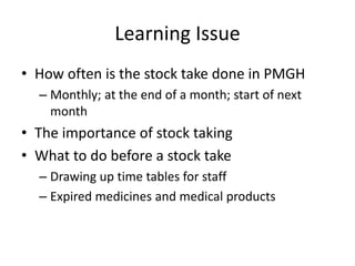 Stock Taking at the Pharmacy Main Store: | PPTX