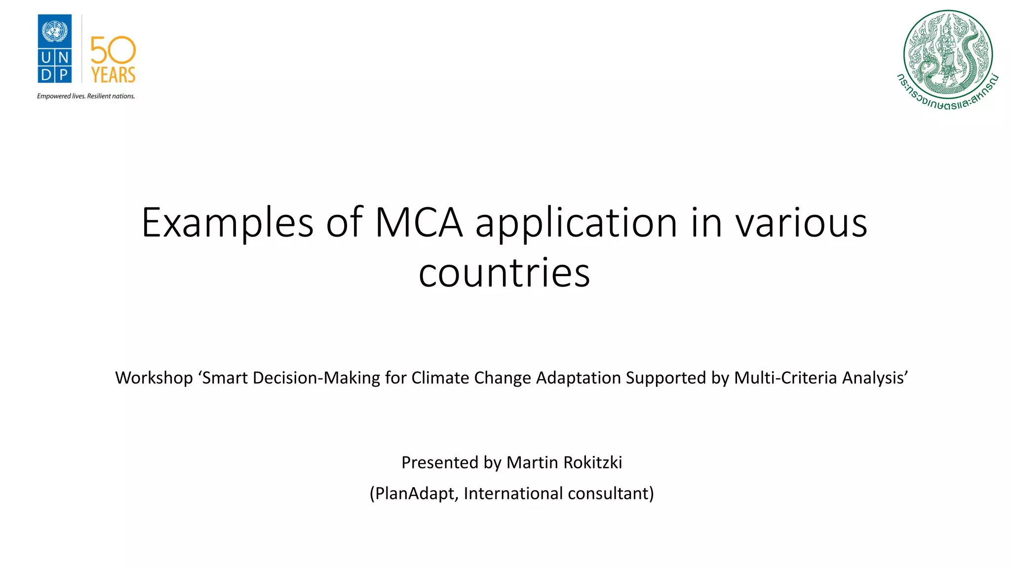 National Adaptation Plans Thailand - Examples of MCA application in ...