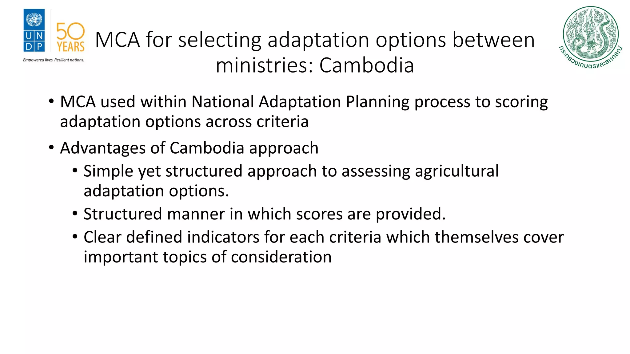 National Adaptation Plans Thailand - Examples of MCA application in ...