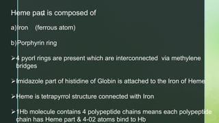 Structure & Biological role of Hemoglobin, myoglobin & Chrophyll ...