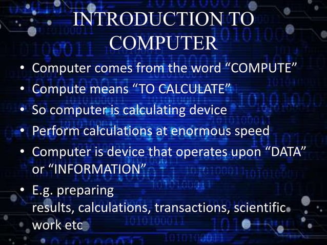 Introduction To Computer!! | PPT