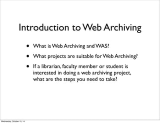 Web Archiving Workflow | PPT