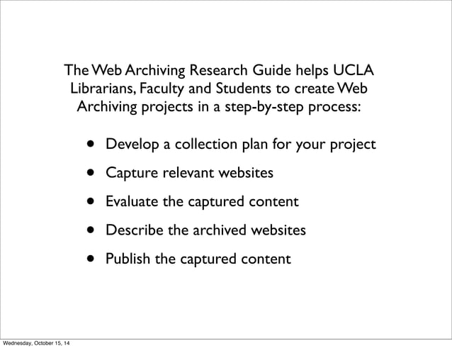 Web Archiving Workflow | PPT