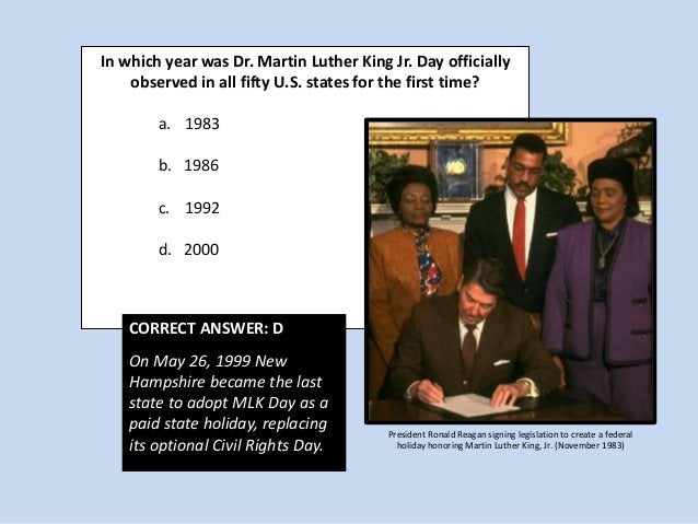 Martin Luther King Day Quiz | PPT