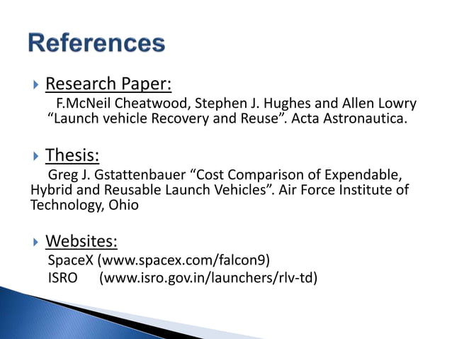 SpaceX Falcon9 Reusable Launch Vehicle | PPTX | Technology & Computing