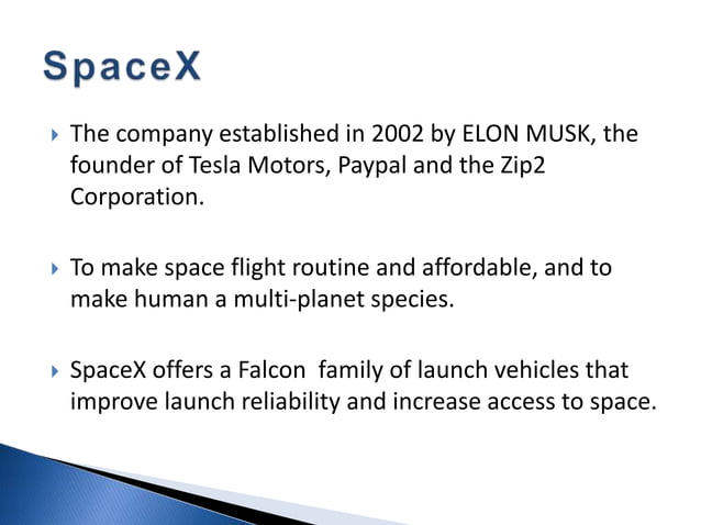 SpaceX Falcon9 Reusable Launch Vehicle | PPTX | Technology & Computing