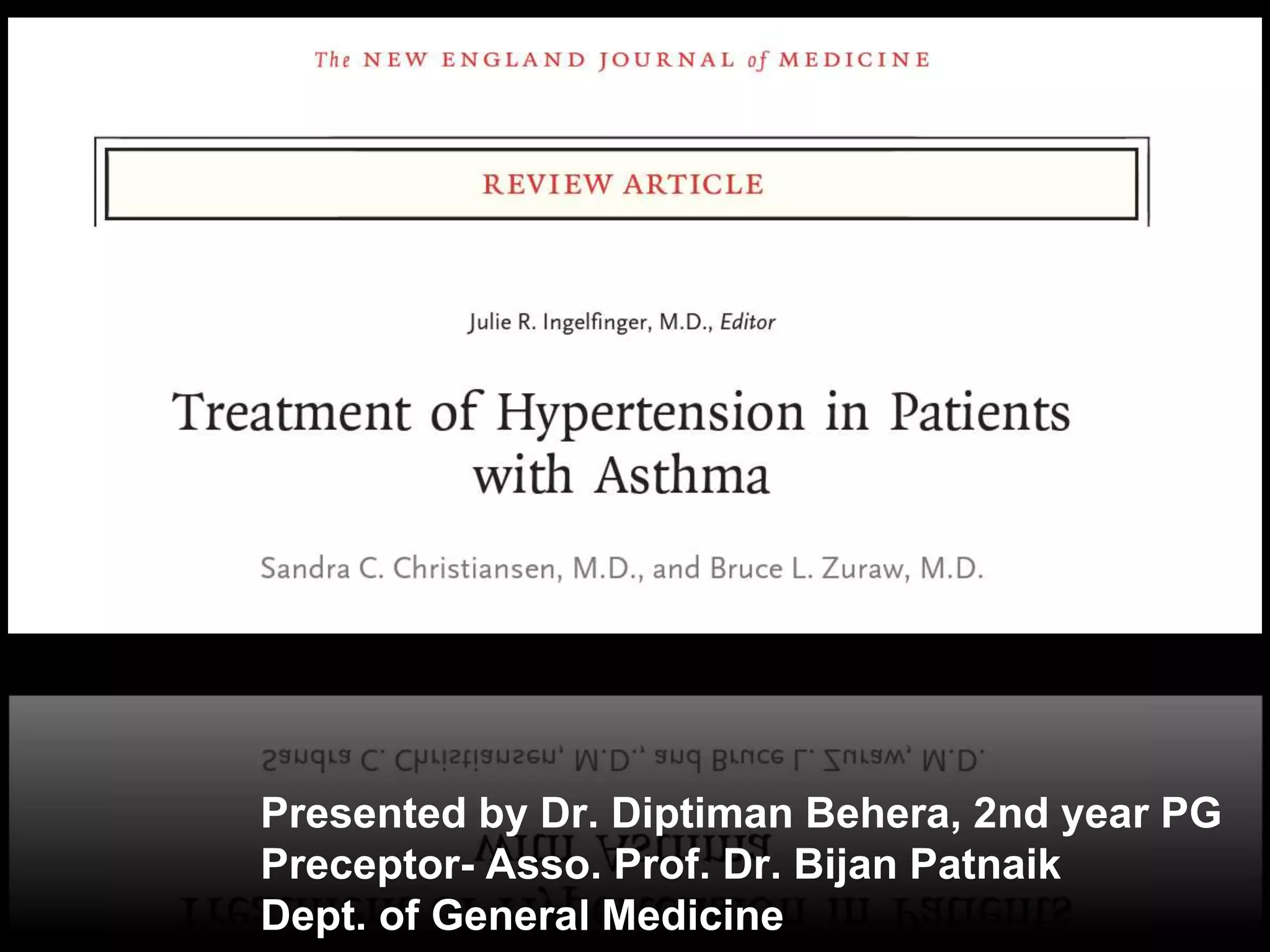 Treatment of hypertension in patients with asthma : NEJM | PPT