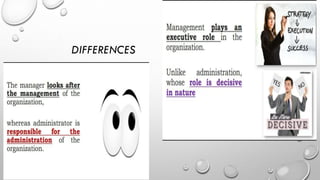 Administration vs Management and Types of managerial Skills | PDF