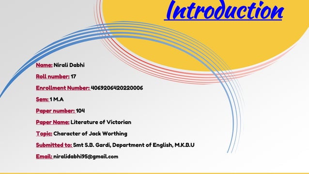 character of Jack Worthing | PPT