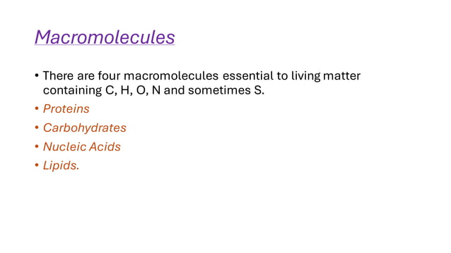Macromolecules and their subunits and its chemical bonding | PDF ...