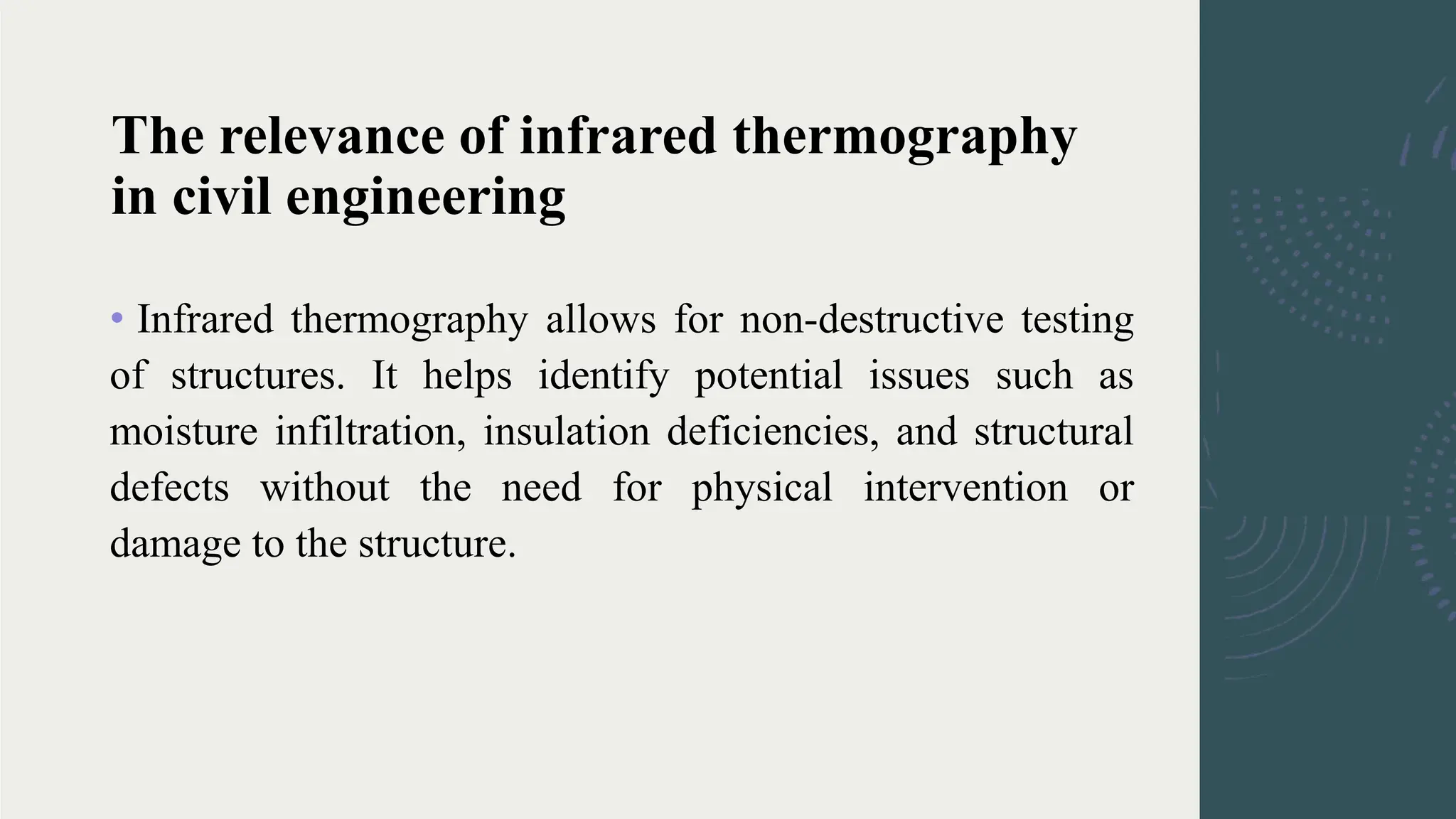 Infrared Thermography Nondestructive Testing And Evaluation In Structural Analysis Ppt