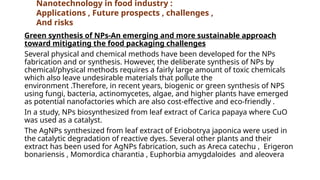 Nanotechnology In Food industry , Applications, Future prospects ...