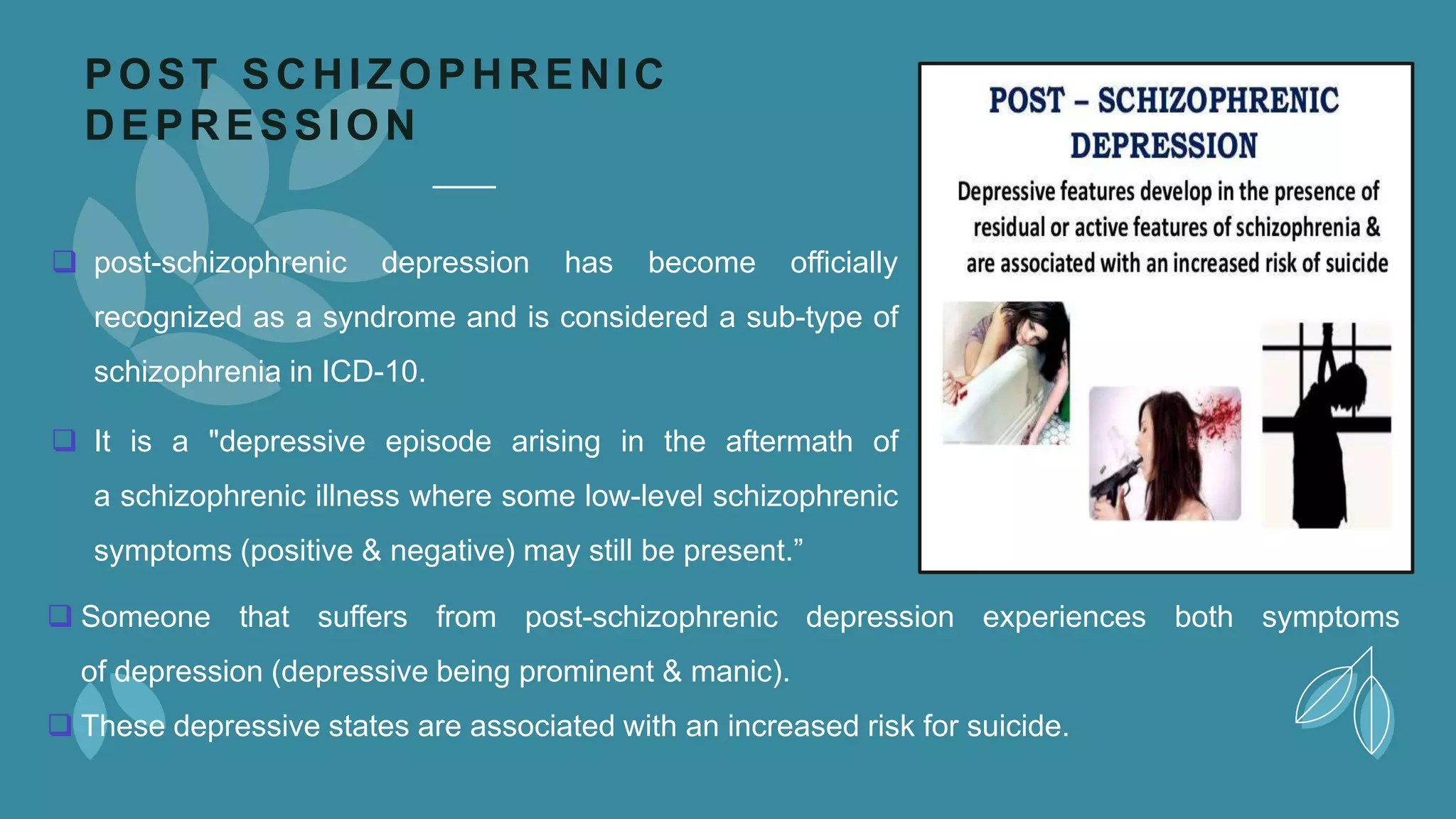 hebephrenic (disorganized) and post schizophrenic depression | PPTX