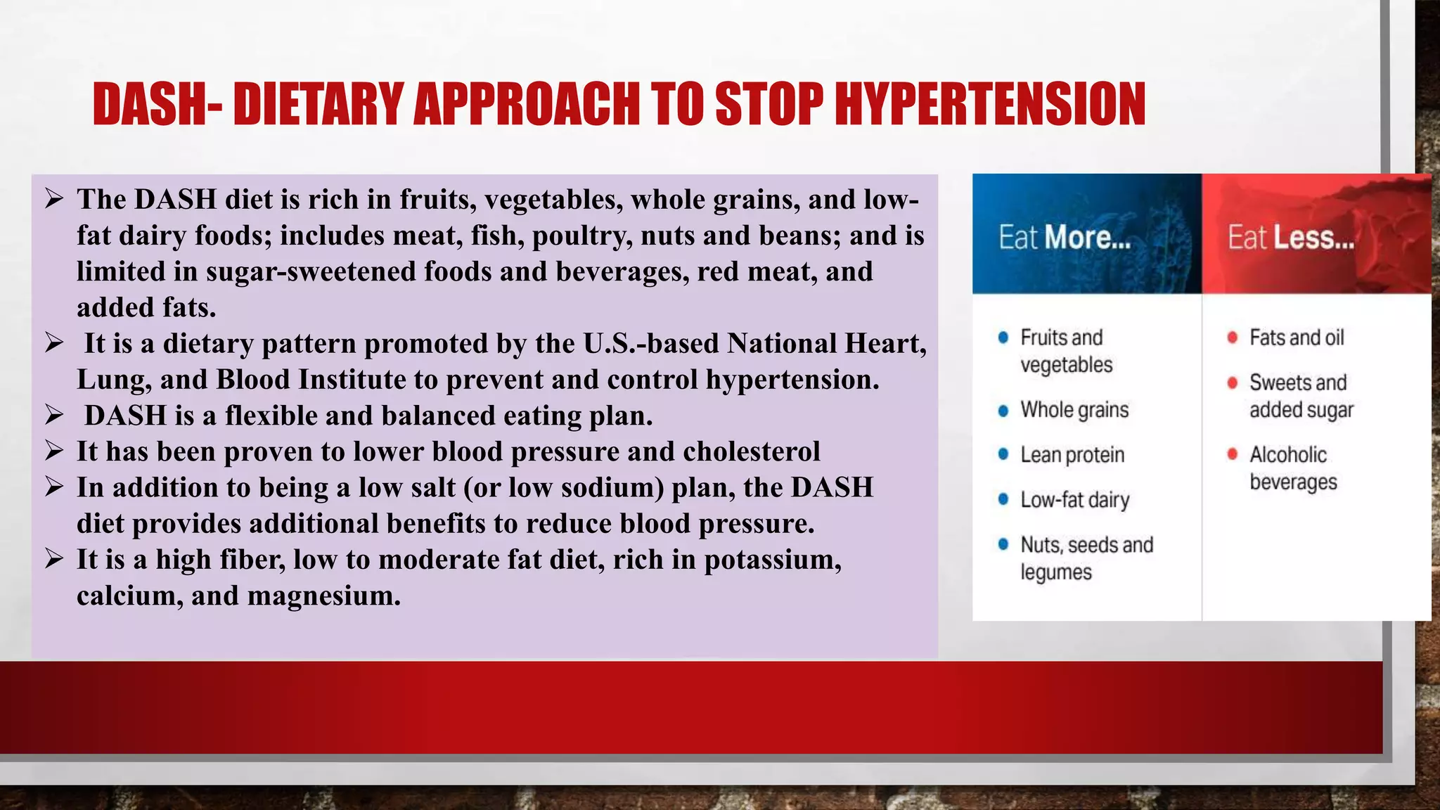 Dietary management for hypertension-DASH diet | PPTX