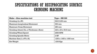 Various specifications of machine tools. | PDF