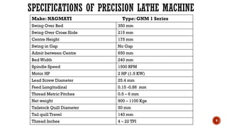 Various specifications of machine tools. | PPT