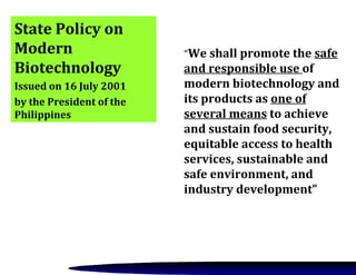 Biosafety regulation in the Philippines: past present & future | PPT