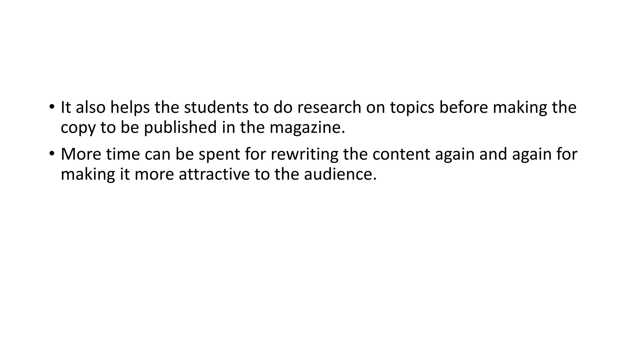 Importance of magazines in education ppt | PPTX