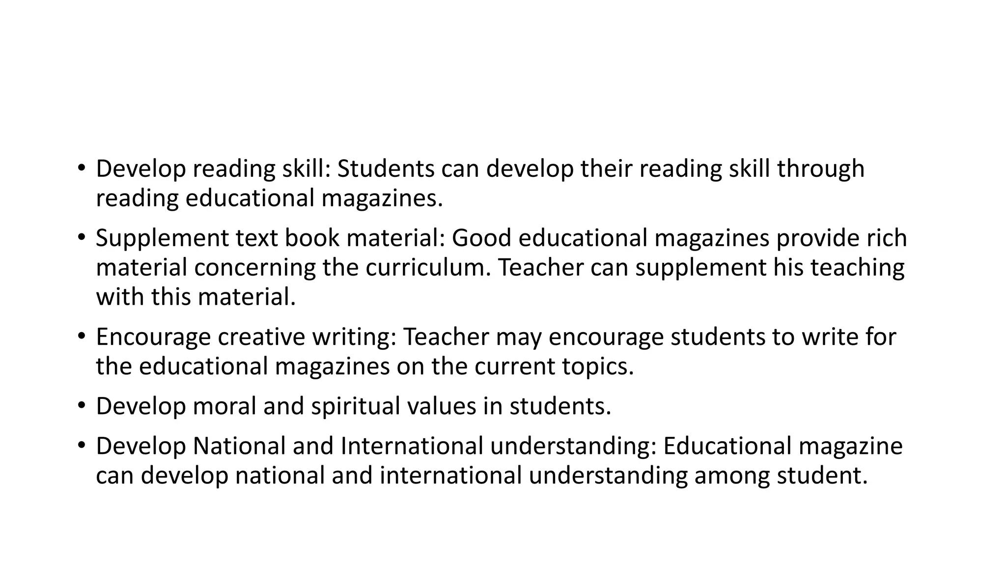 Importance of magazines in education ppt | PPTX