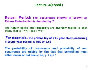 Class lectures on Hydrology by Rabindra Ranjan Saha Lecture 4 | PPTX