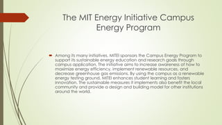 The MIT Energy Initiative Campus Energy Program | PPTX | Power and ...