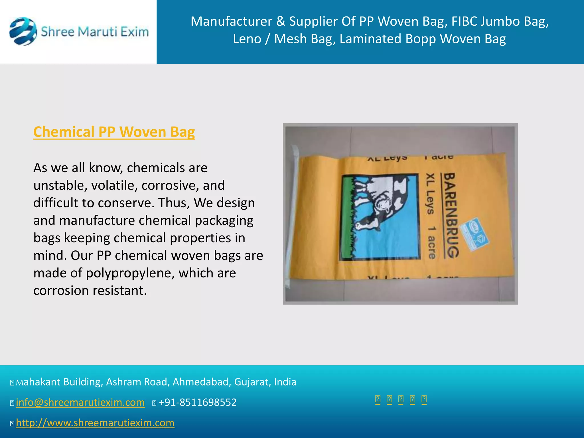 Shree Maruti Exim : PP Woven Bag Manufacturer | PPTX