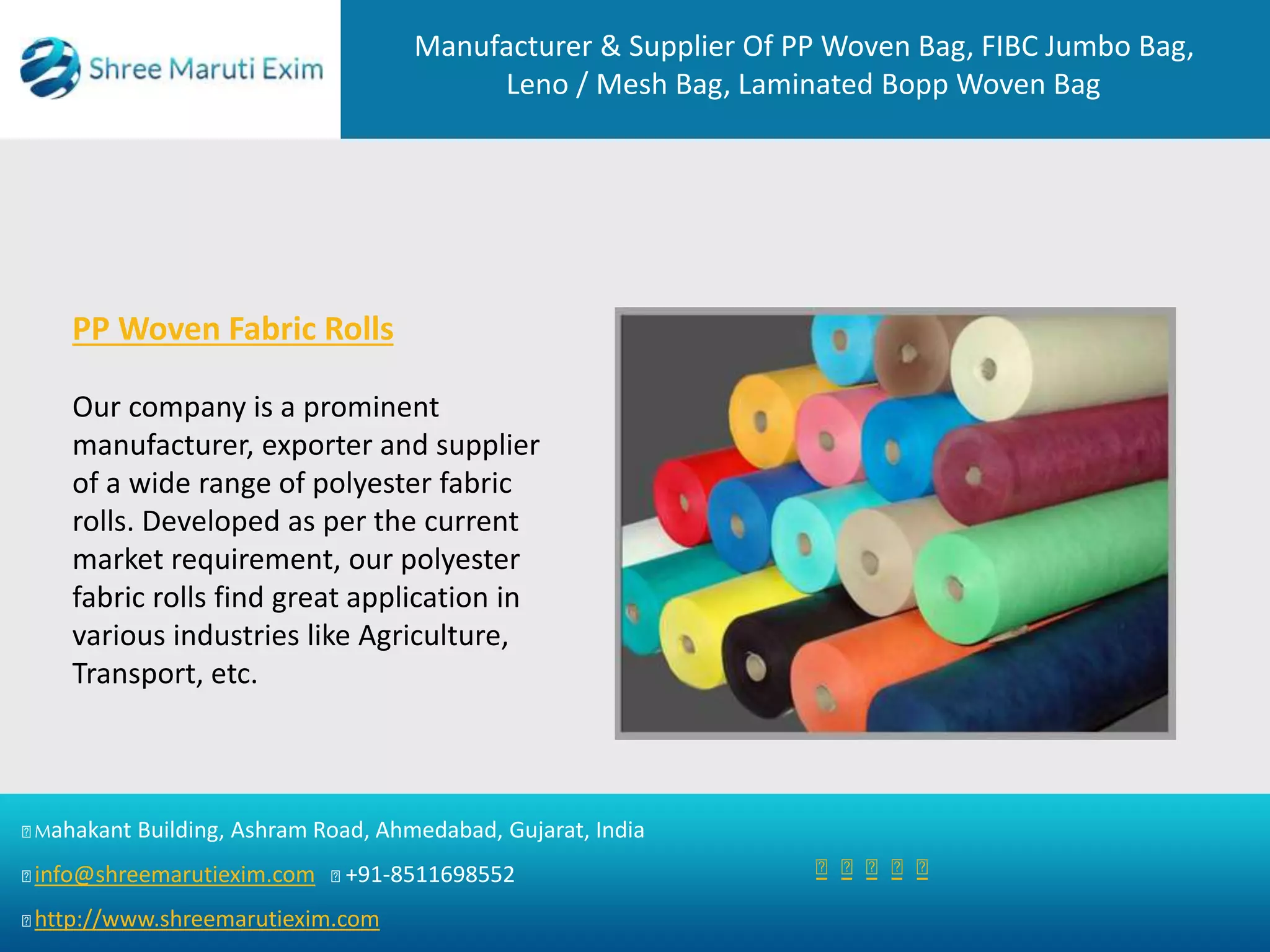 Shree Maruti Exim : PP Woven Bag Manufacturer | PPTX