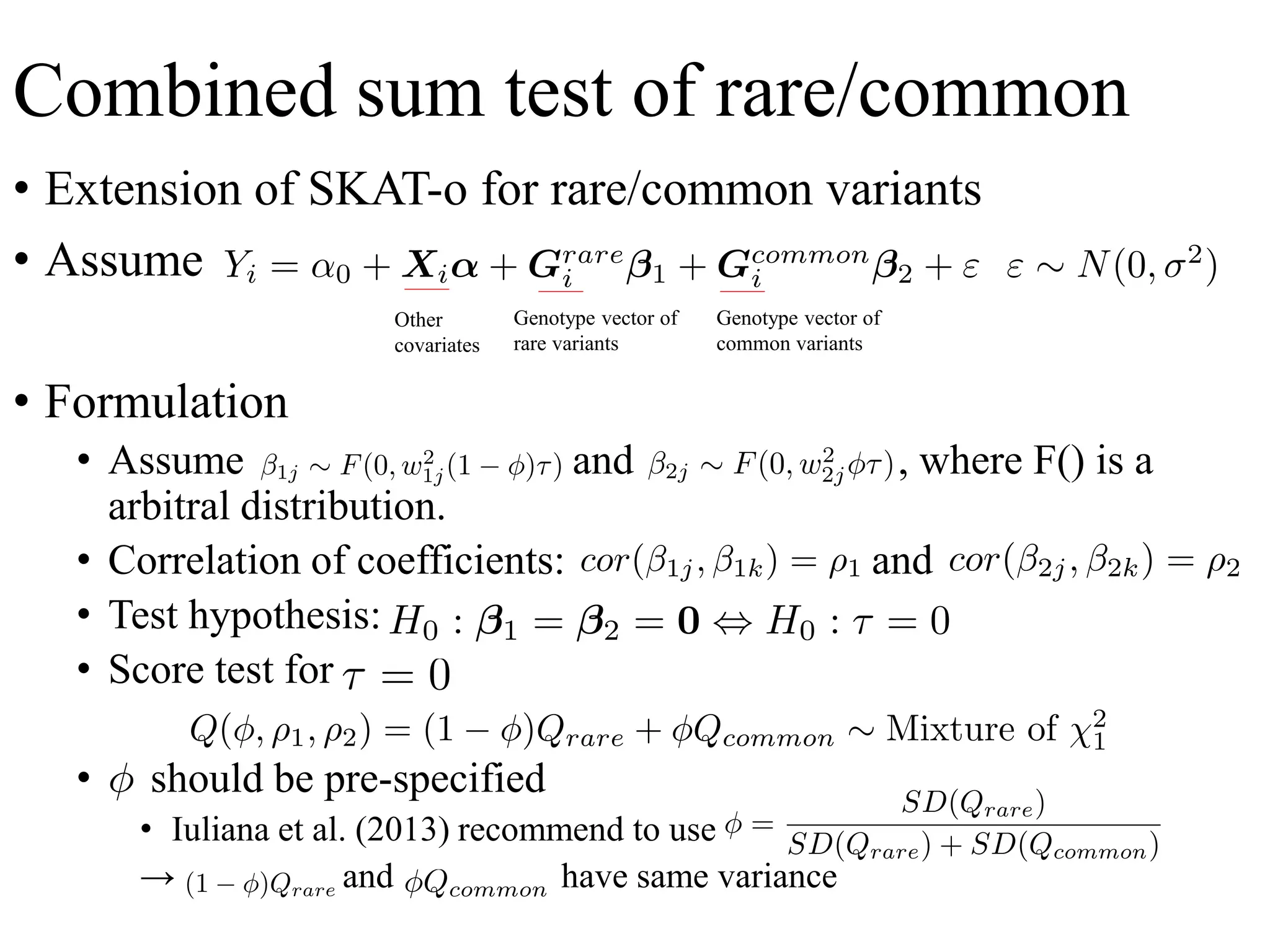 Sequential Kernel Association Test Skat For Rare And Common Variants