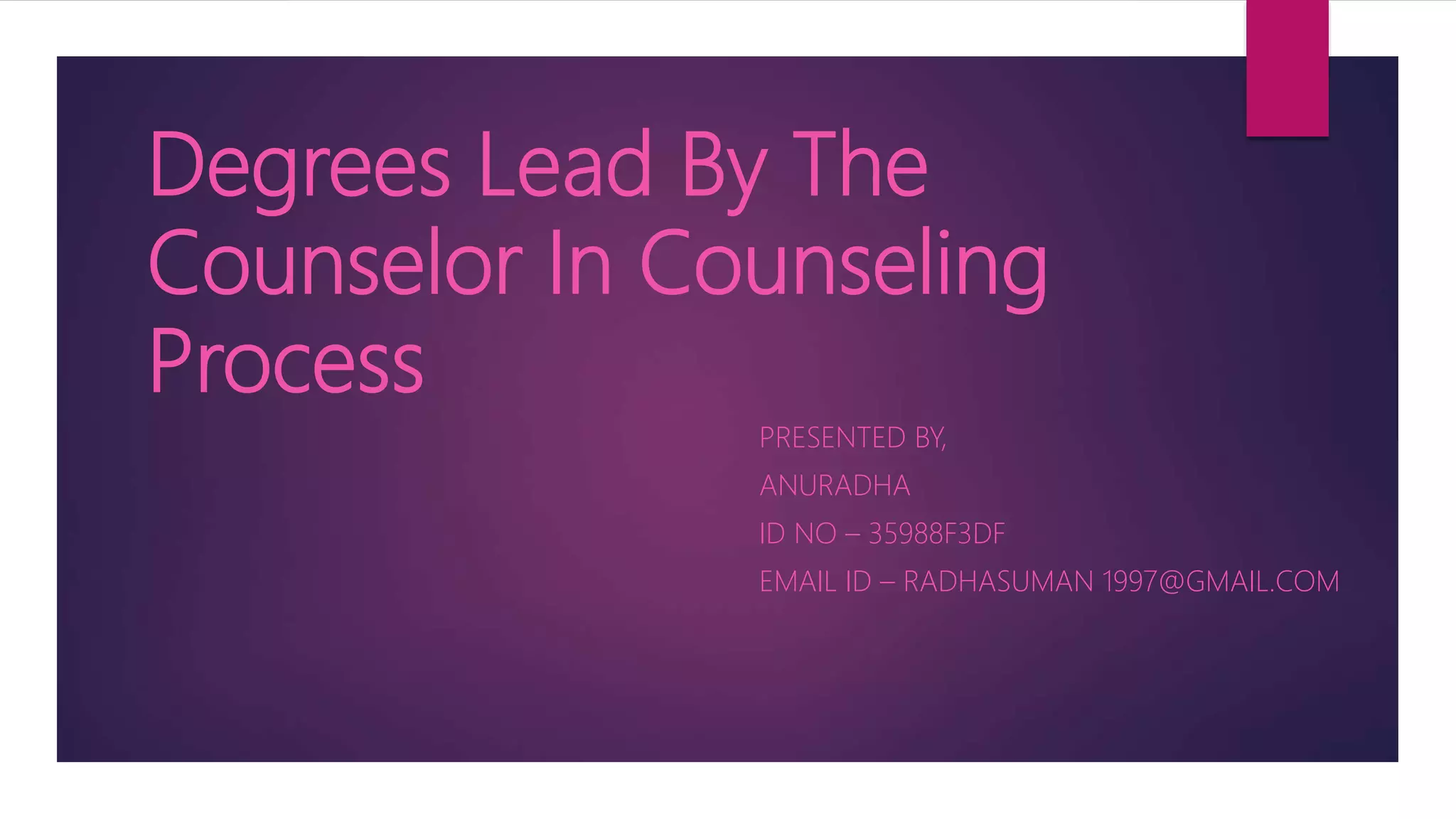 Degrees of lead in Counselling process | PPTX
