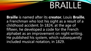 Reading And Writing System Used By Blind/Visually Impaired People(LOUIS ...