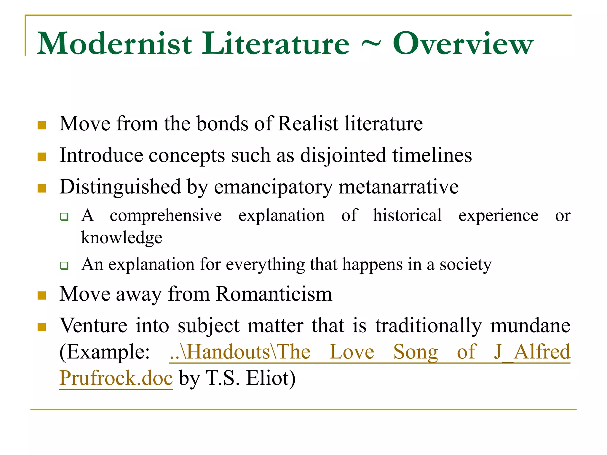 Modernism in Literature | PPT