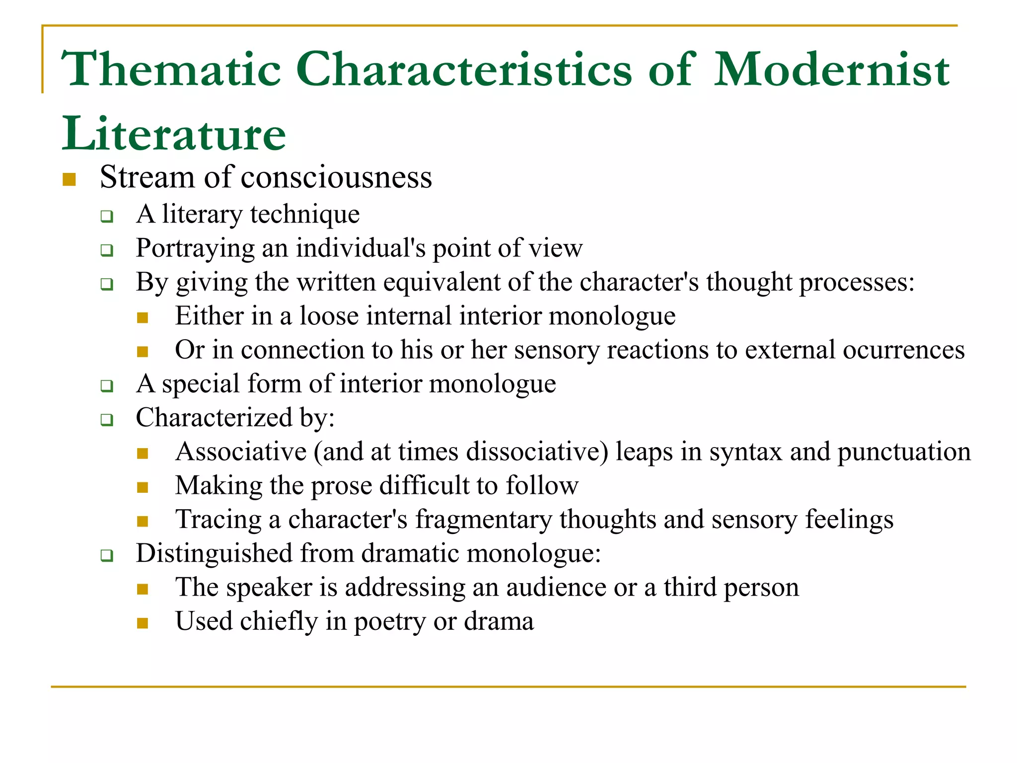 Modernism in Literature | PPT