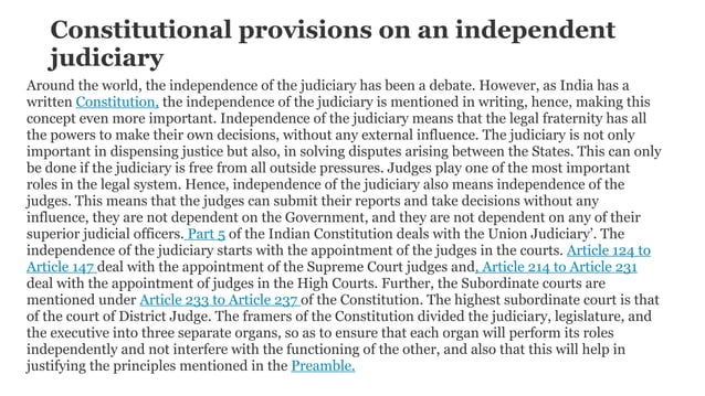 Independent judiciary | PPT