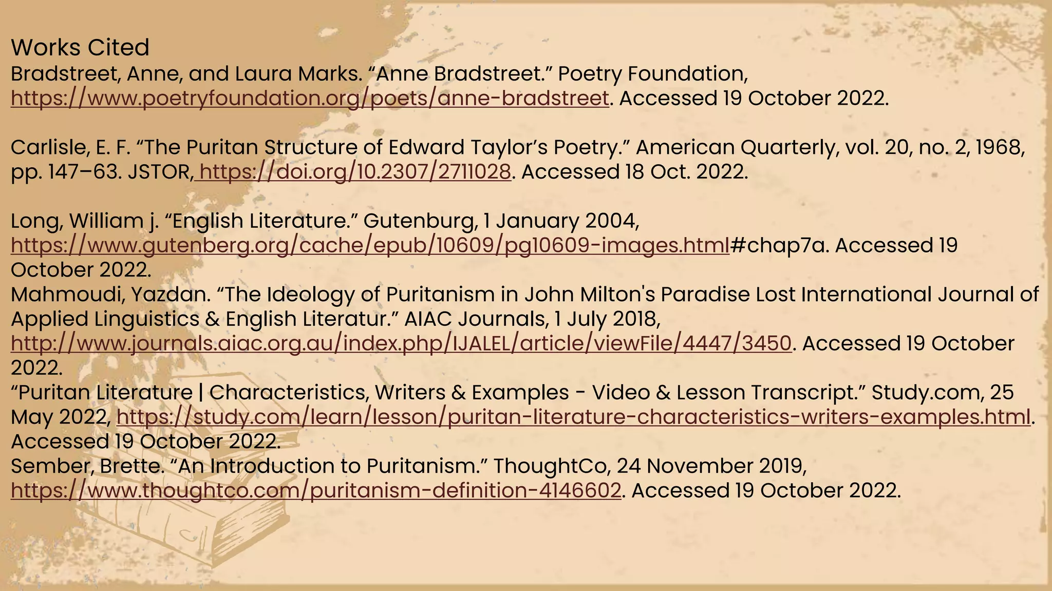 Selected Poets of Puritan Age | PPTX