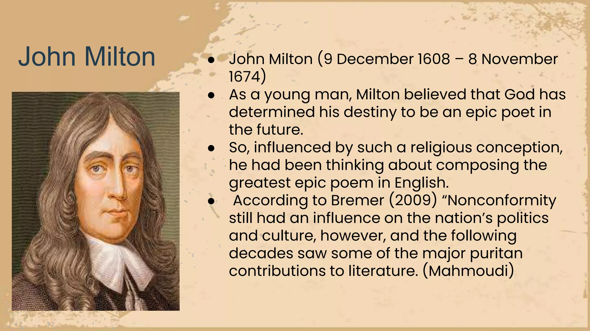 Selected Poets of Puritan Age | PPTX