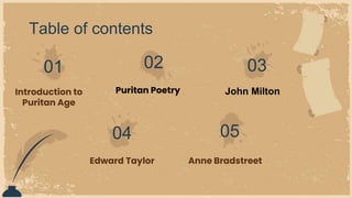 Selected Poets of Puritan Age | PPTX