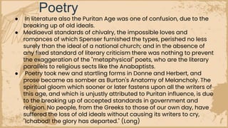 Selected Poets of Puritan Age | PPTX