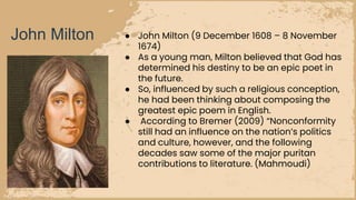 Selected Poets of Puritan Age | PPTX