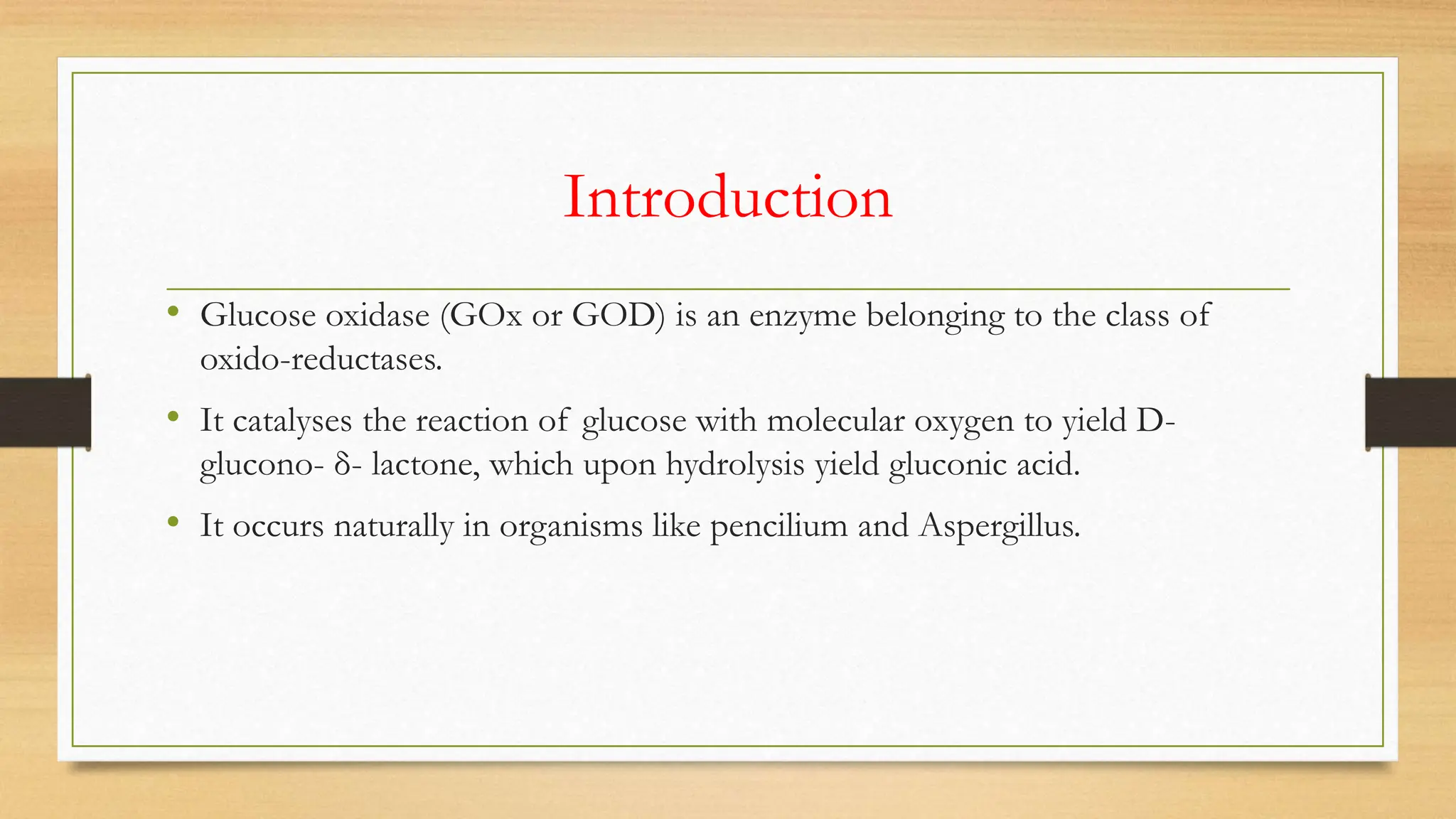 Glucose oxidase enzyme applications in immobilization | PPTX