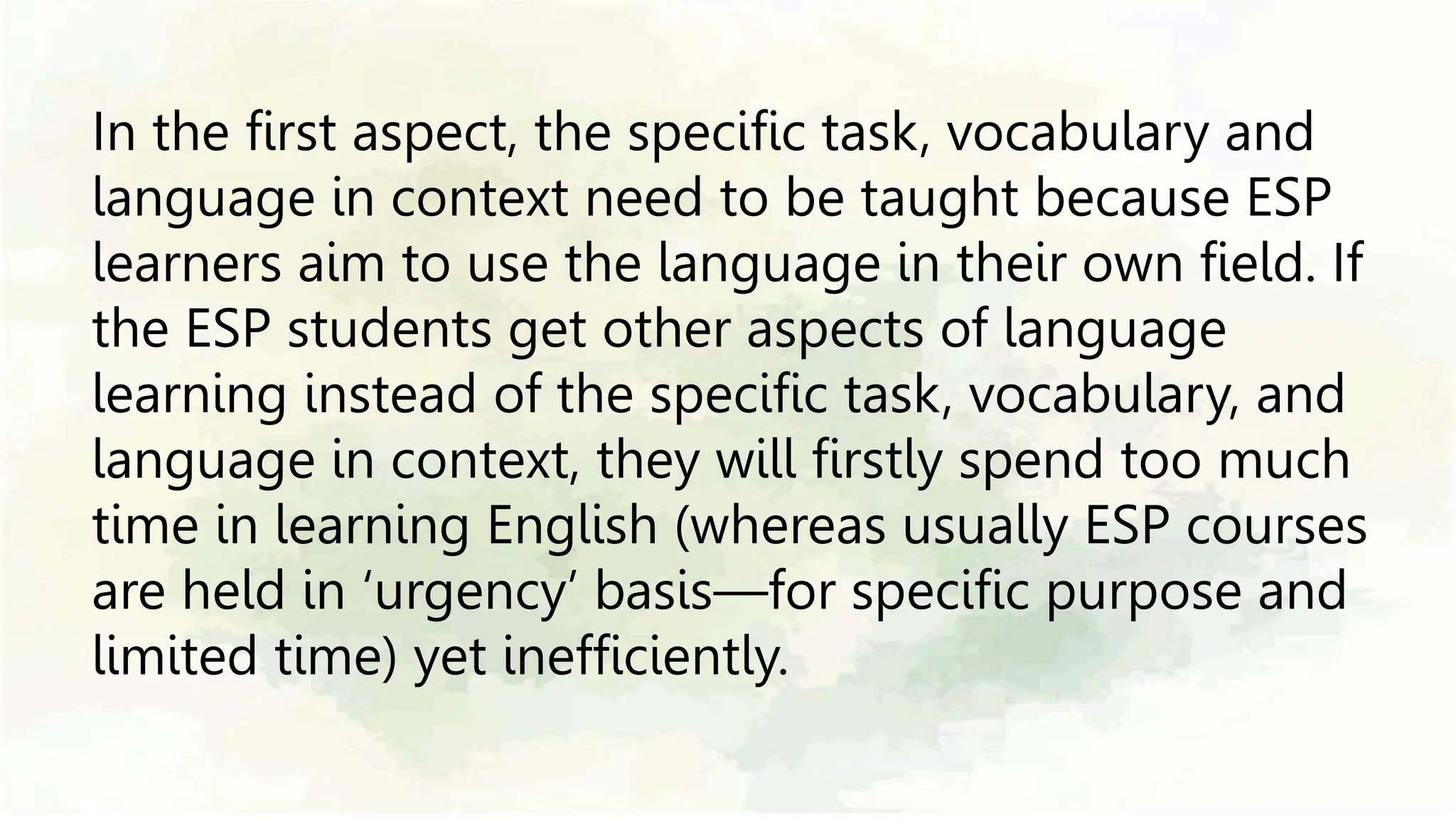 English for Specific Purposes Curriculum | PPTX