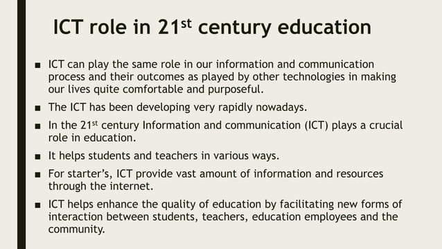 ICT role in 21st century education and it's challenges. | PPT