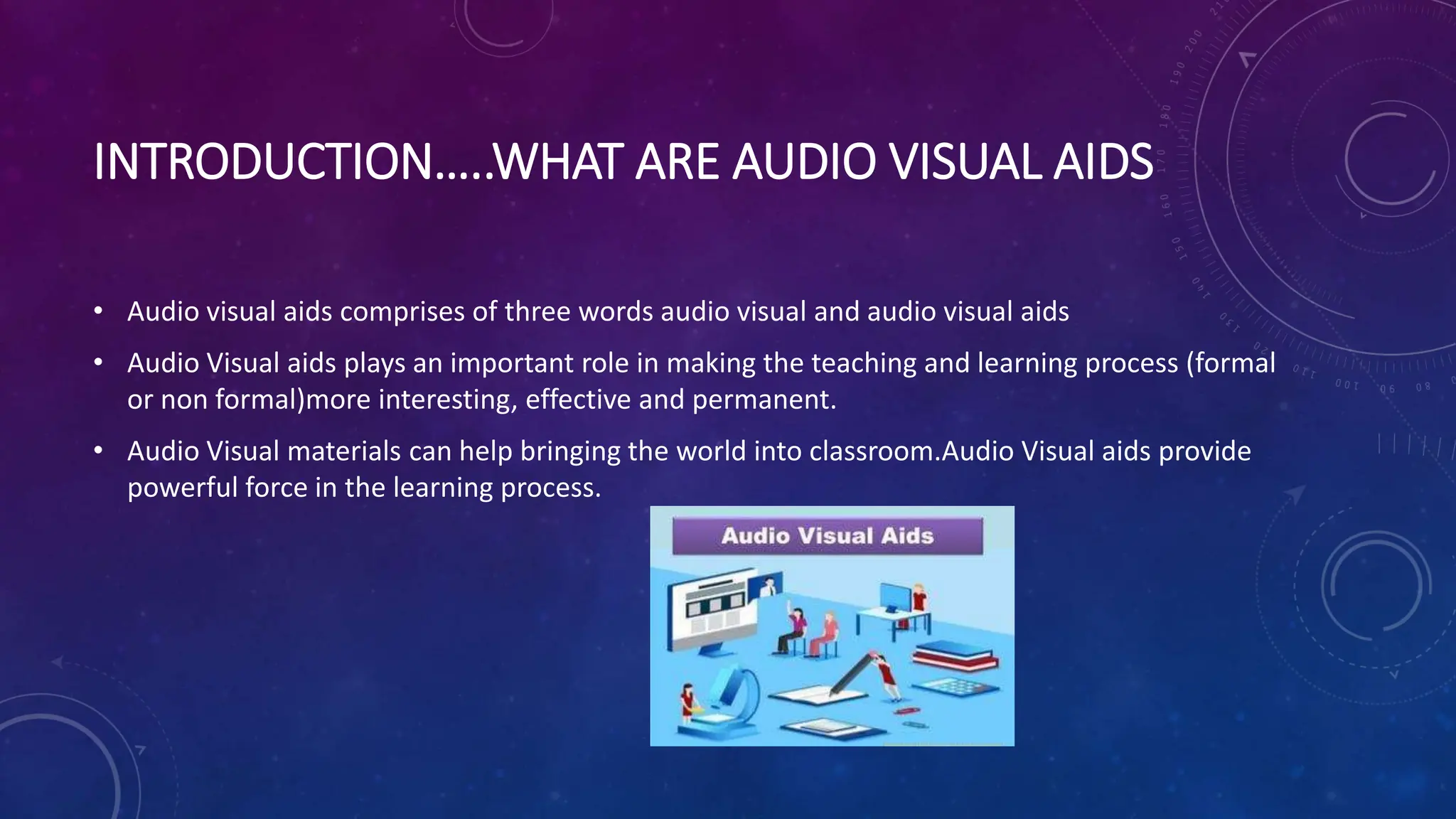 Presentation on audio visual aids, their introduction. their types. | PPT