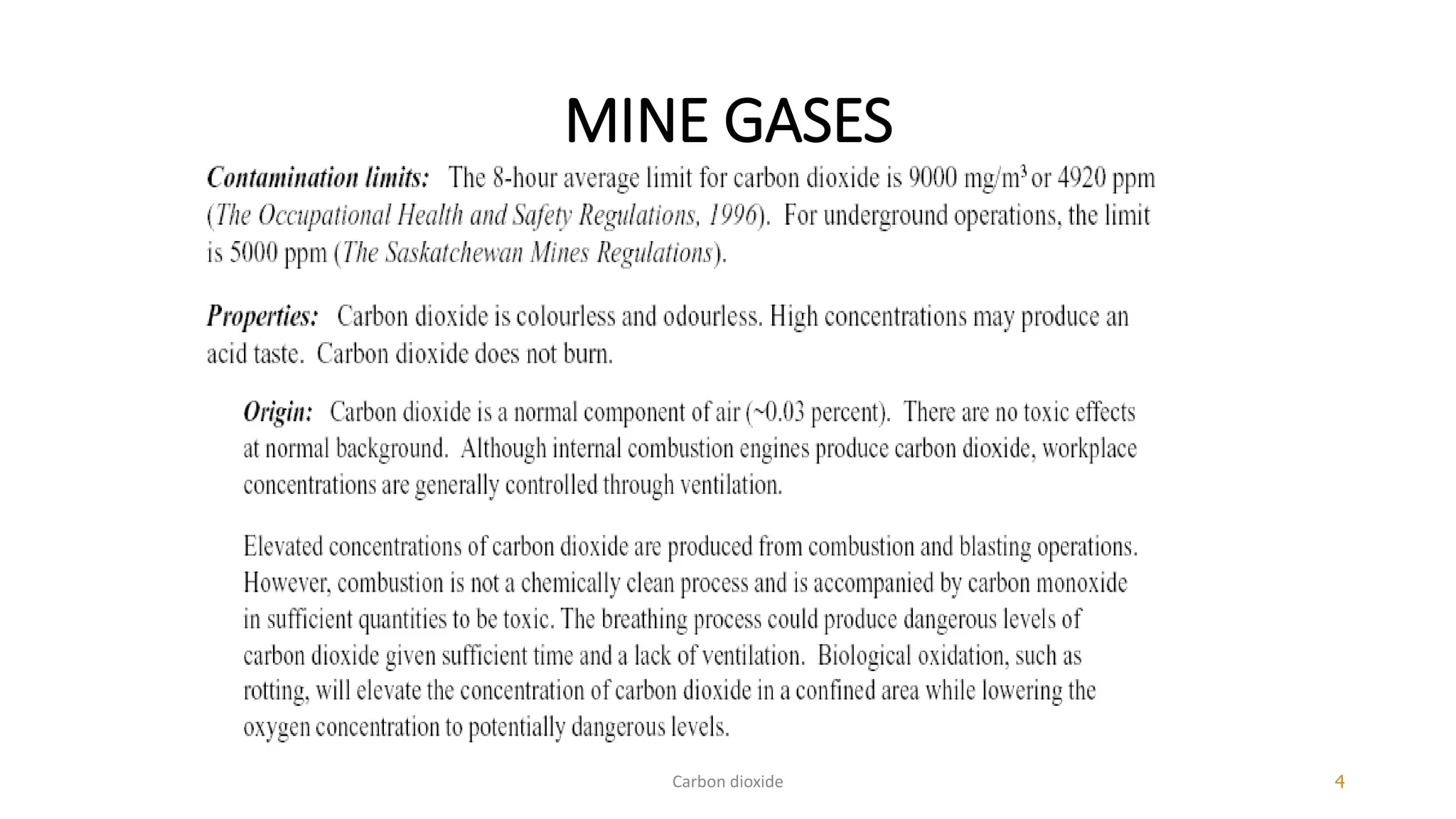 Presentation5.presentation on mine gases | PPT