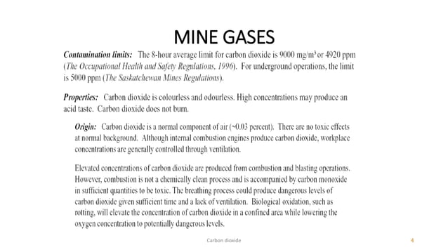 Presentation5.presentation on mine gases | PPT