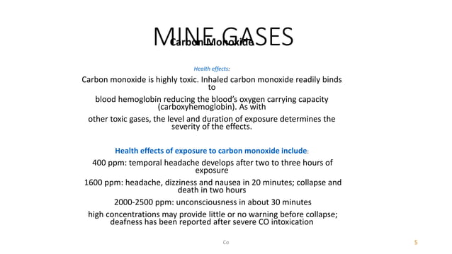 Presentation5.presentation on mine gases | PPT