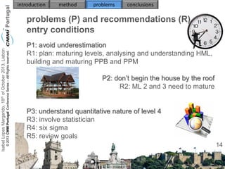 III Conferência CMMI Portugal, Presentation 5: Problems of CMMI ...