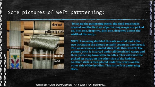 study on the weft patterning mechanism. | PPTX | Needlework | Arts and Crafts