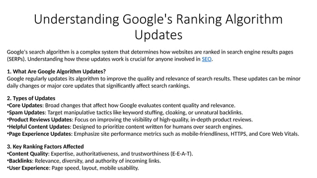 Understanding Google's Ranking Algorithm Updates | PPT
