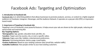 Facebook Ads: Targeting and Optimization | PPTX