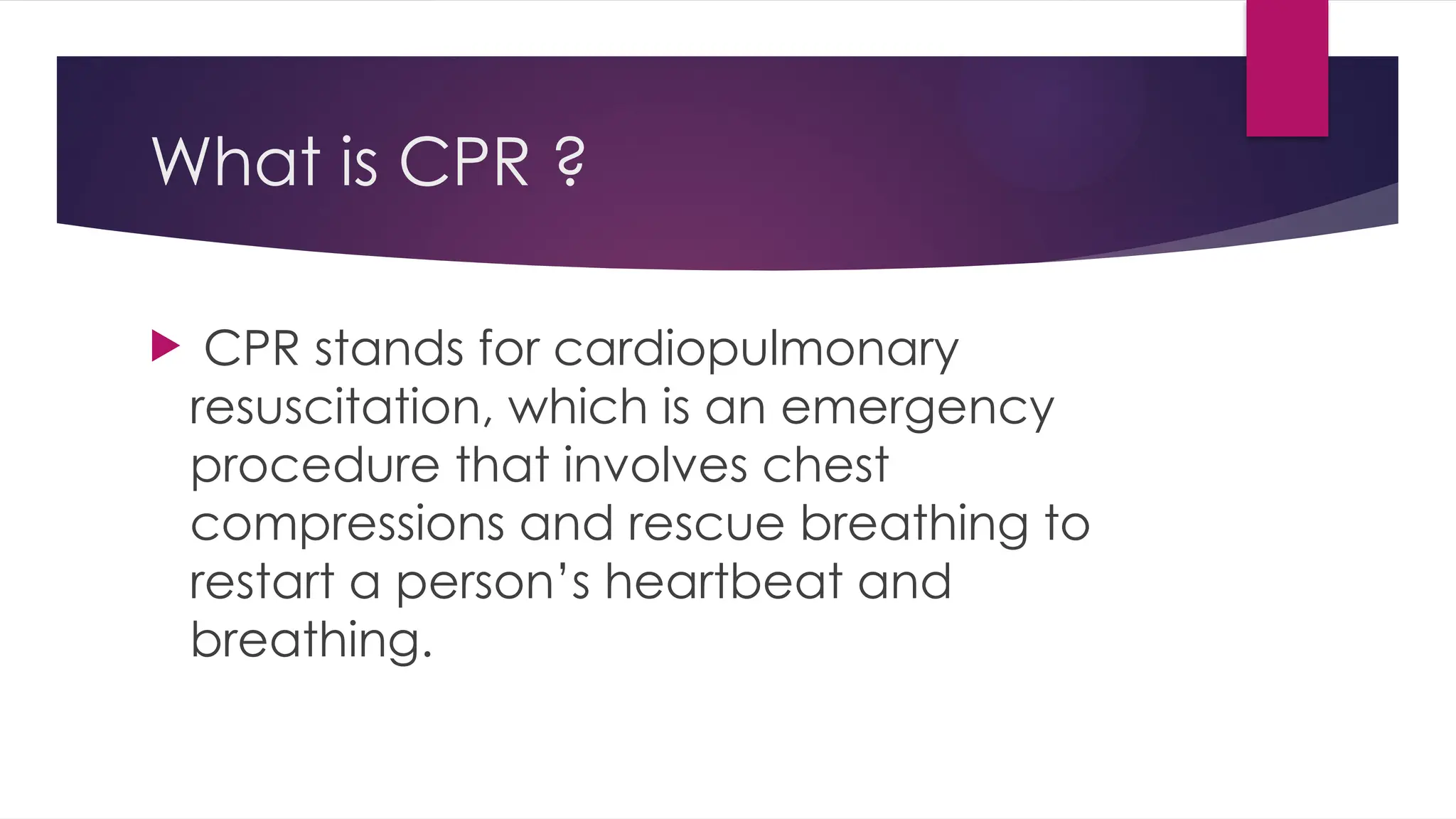 Cpr presentation for bsc nursing students | PPTX